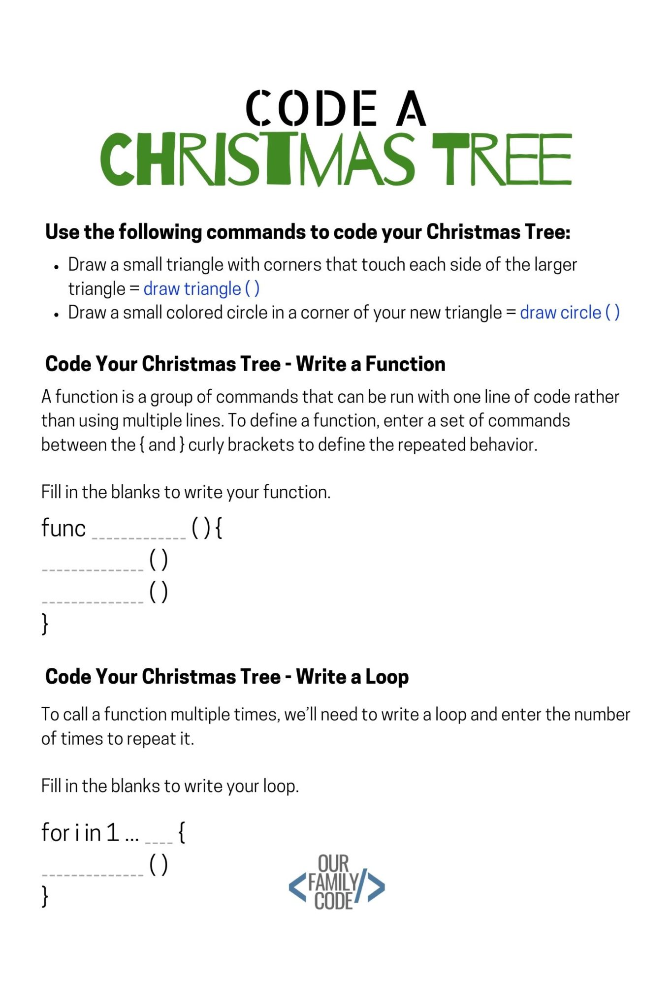 Christmas Algorithm Art Unplugged Coding Activity - Our Family Code