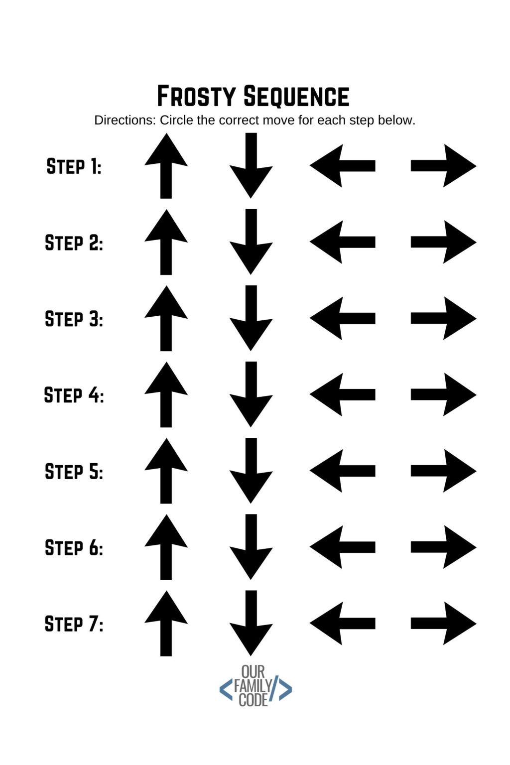 Winter Coding Worksheet: Frosty Sequences - Our Family Code