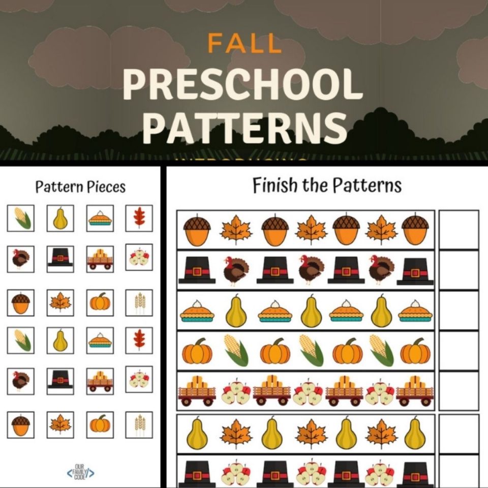 Preschool Fall Pattern Worksheets Unplugged Coding Activity - Our ...