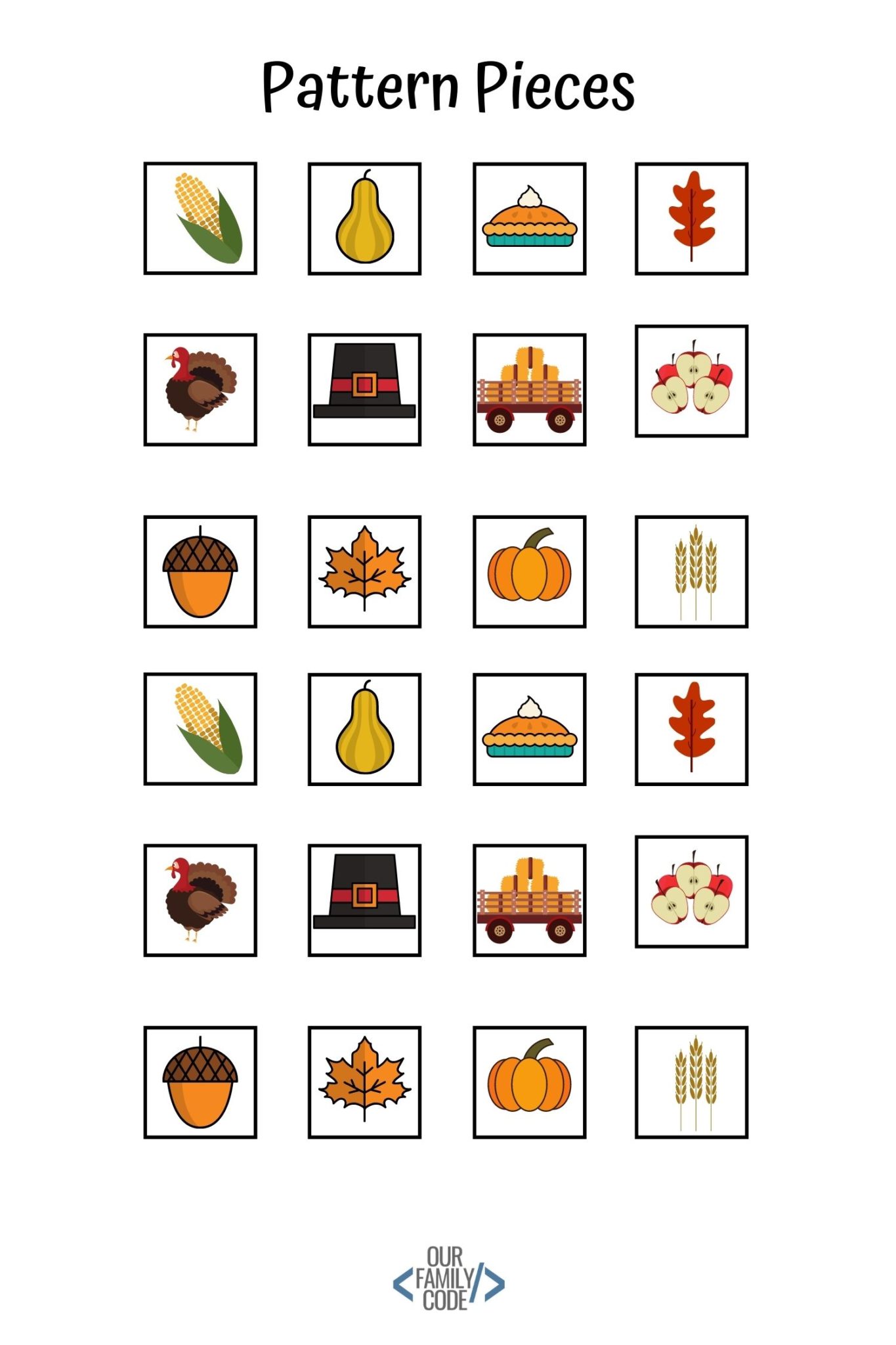 Preschool Fall Pattern Worksheets Unplugged Coding Activity - Our ...