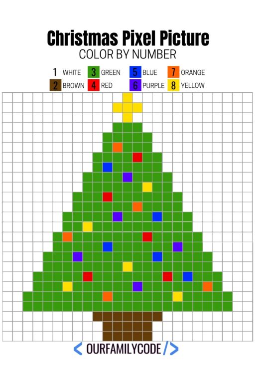Christmas Pixel Puzzles: Free Color by Number Activity - Our Family Code