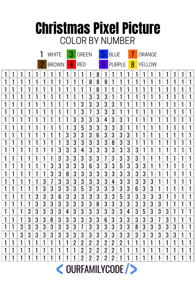 Christmas Pixel Puzzles: Free Color by Number Activity - Our Family Code