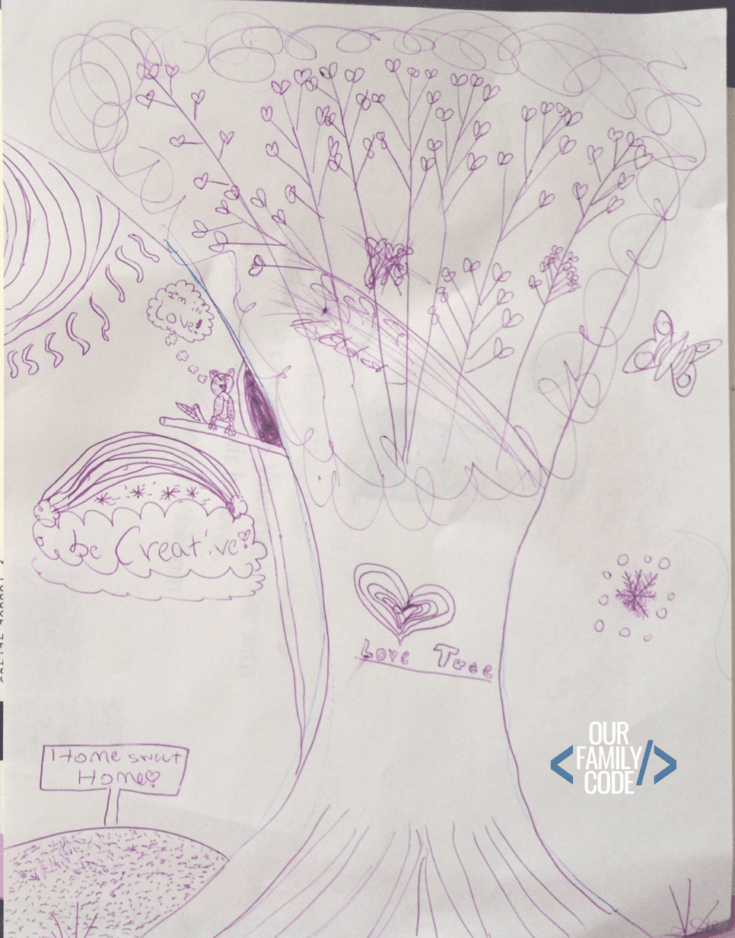 Heart Tree Directed Drawing Valentine's Day Coding - Our Family Code