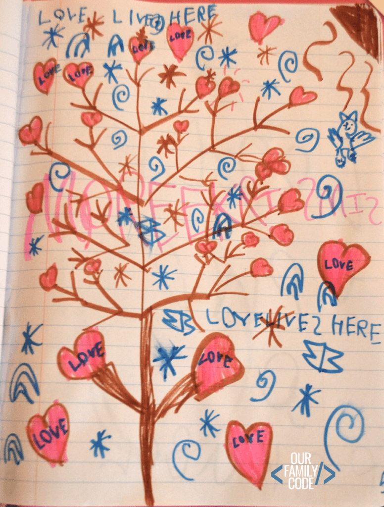 Heart Tree Directed Drawing Valentine's Day Coding - Our Family Code