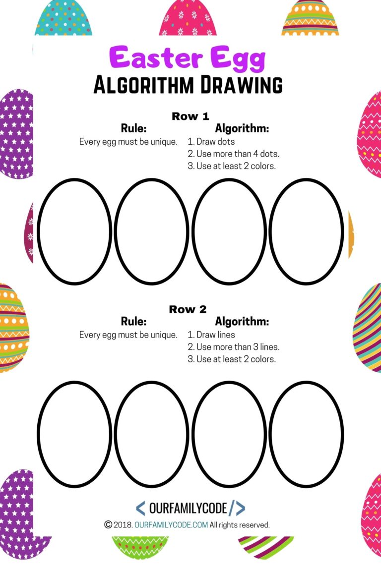 Easter Egg Algorithm Art Unplugged Coding Activity - Our Family Code