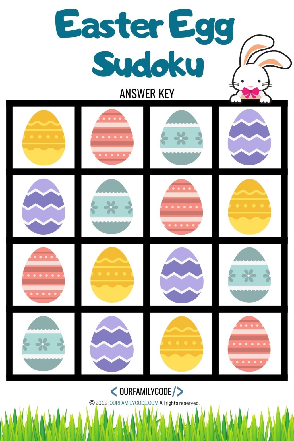 Easter Egg Sudoku Logical Reasoning Puzzle - Our Family Code