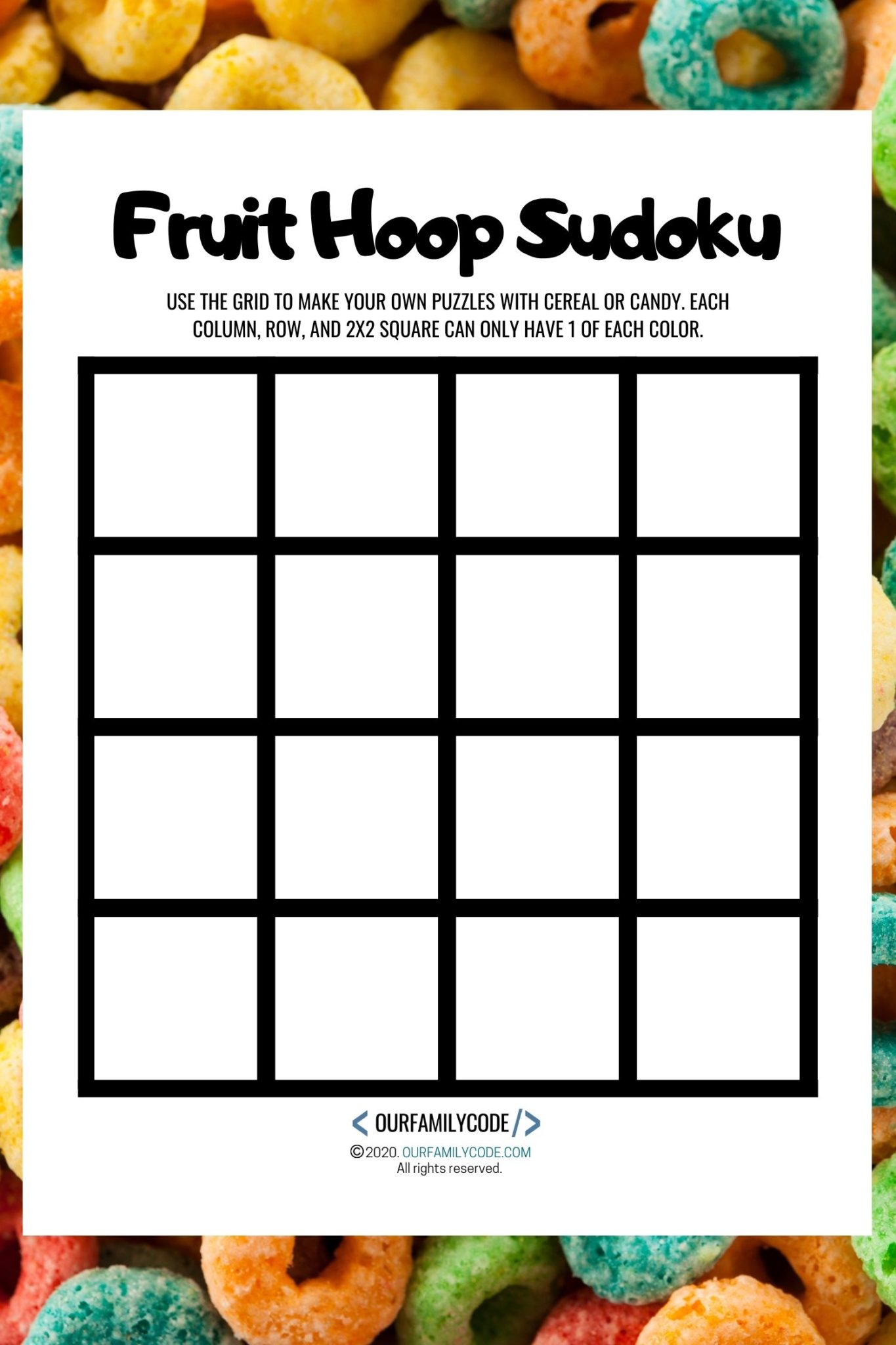 Fruit Hoop Summer Sudoku Logic Puzzle for Kids - Our Family Code
