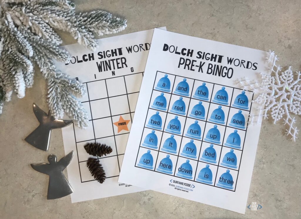 Winter Dolch Sight Word BINGO for Kids - Our Family Code
