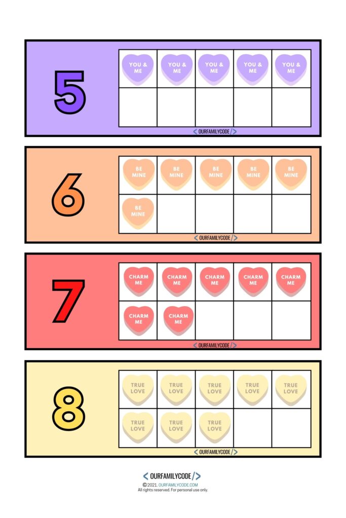 Candy Heart Ten Frames: Valentine's Day Math - Our Family Code