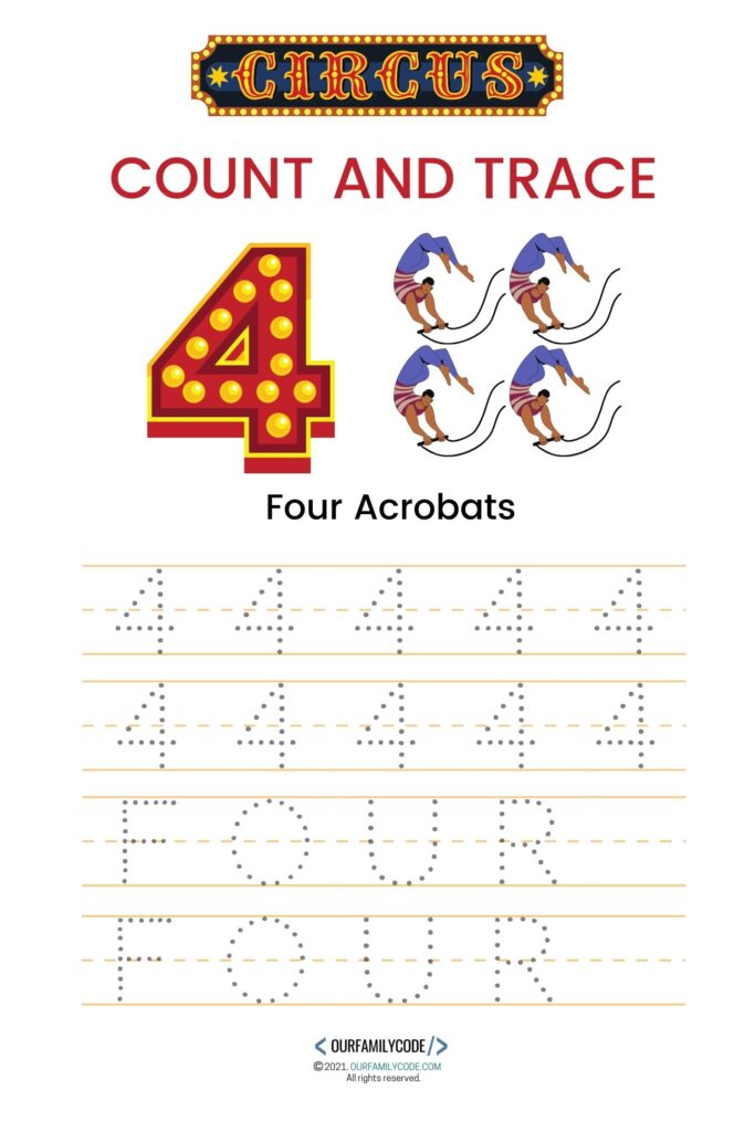 Circus Count and Trace Numbers 1-10 with Ten Frames - Our Family Code