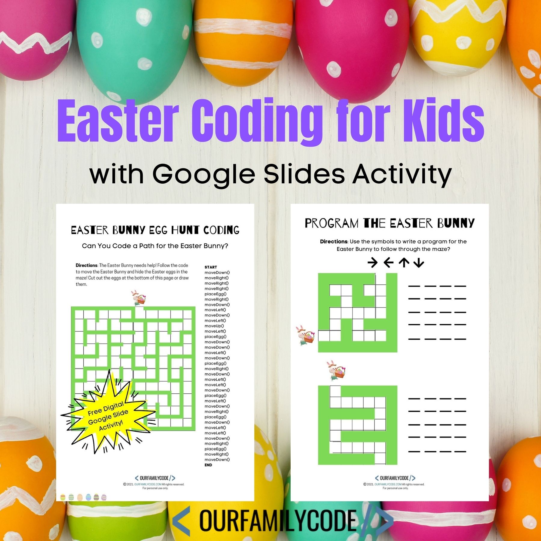 Easter Bunny Egg Hunt Coding for Kids - Our Family Code
