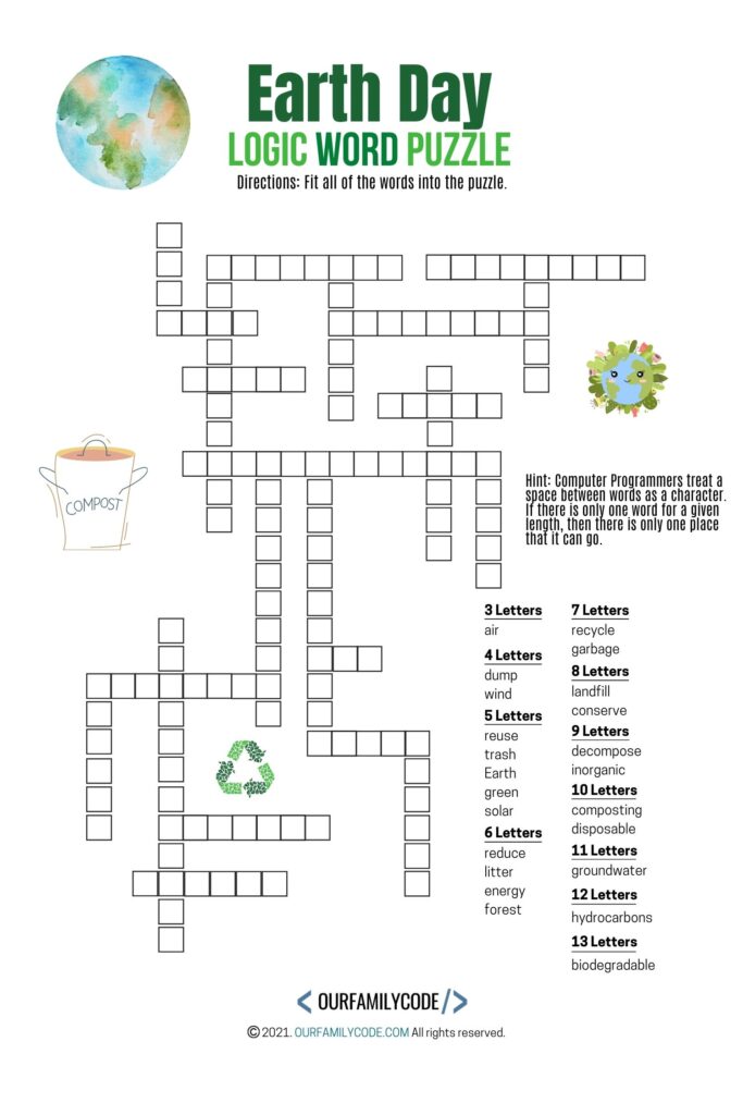 Free Earth Day Vocabulary Worksheets - Our Family Code