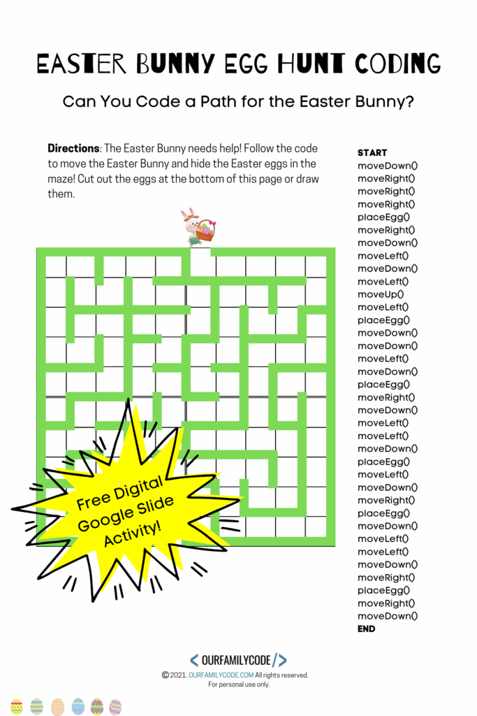 Easter Bunny Egg Hunt Coding for Kids - Our Family Code