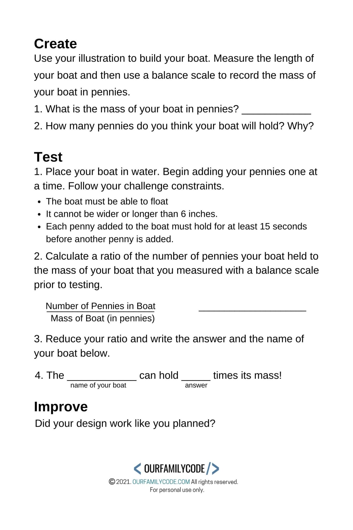 Aluminum Foil Boat Buoyancy STEAM Challenge - Our Family Code