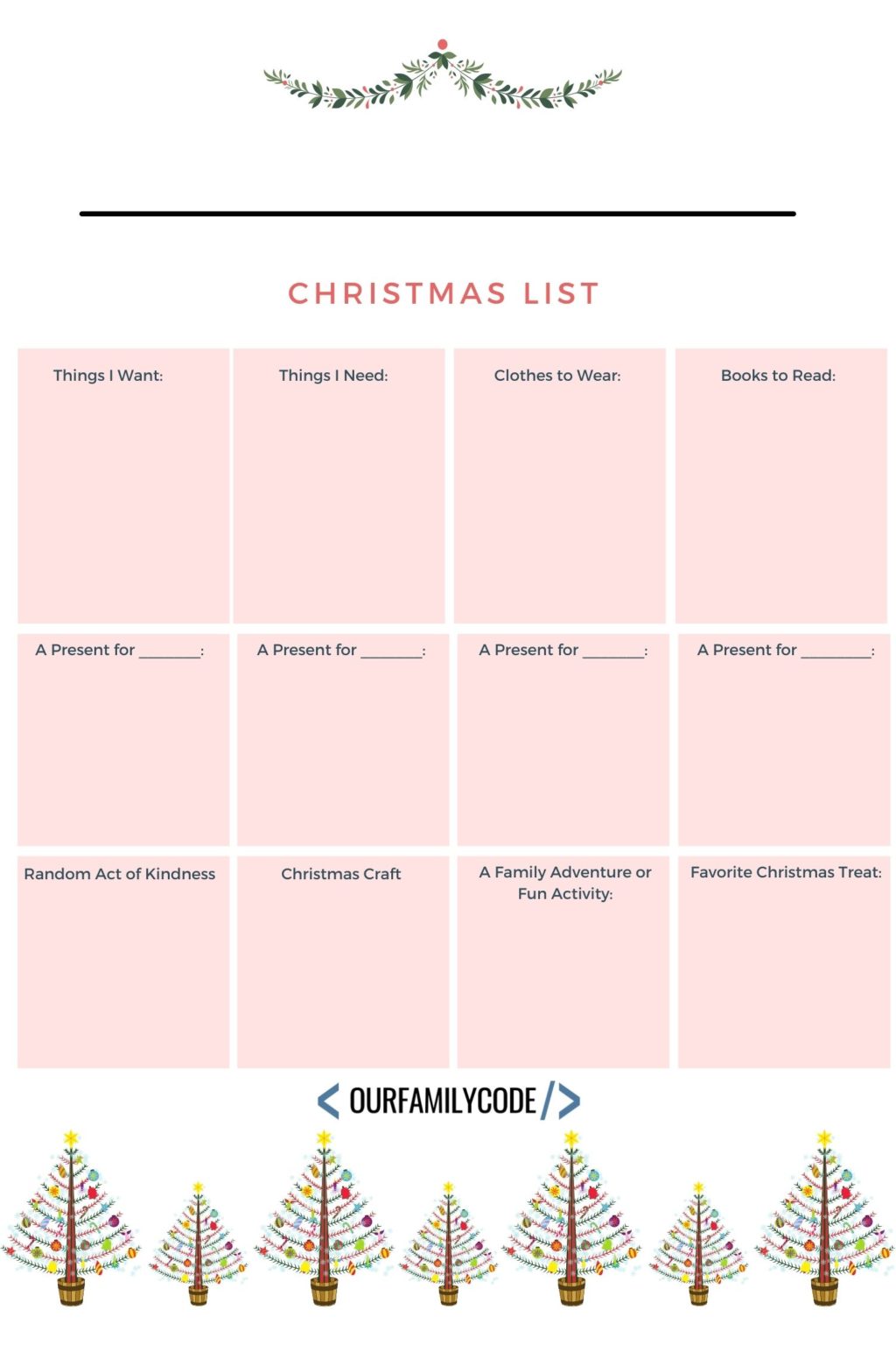 Free Holiday Printable: Holiday Bucket List - Our Family Code